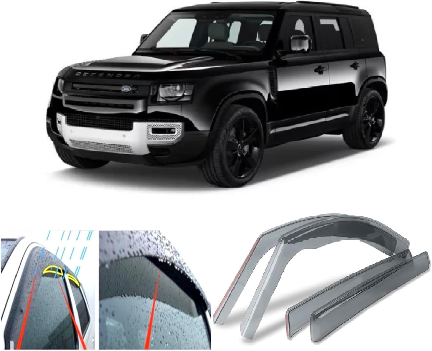 AC WOW 4x Rain Guards Wind Deflectors for Land Rover Defender (L663 ...