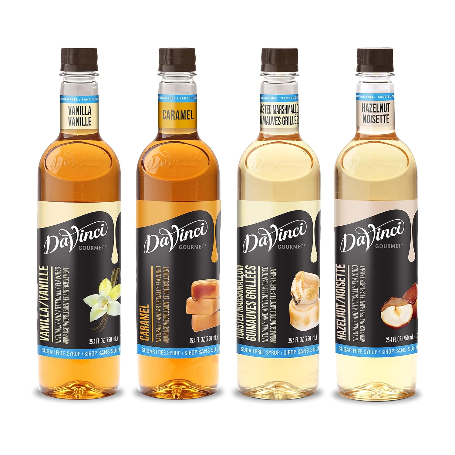 DaVinci Gourmet Sugar Free Syrup, Traditional Variety Pack - Caramel ...